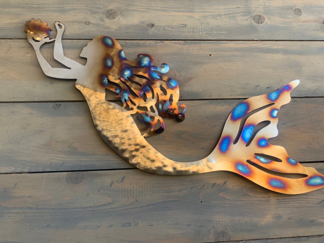 Mermaid Stainless Steel Mermaid home Decor Metal Art Wall Hanging - Etsy
