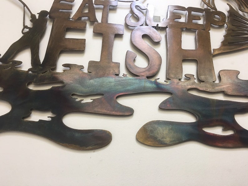 Eat Sleep Fish Fishing sign Fishing Art metal Art | Etsy