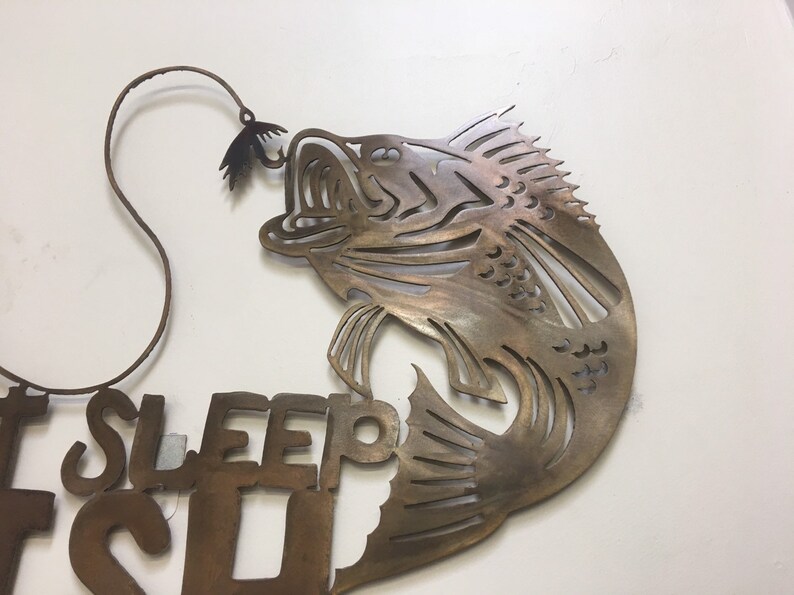 Eat Sleep Fish Fishing sign Fishing Art metal Art | Etsy