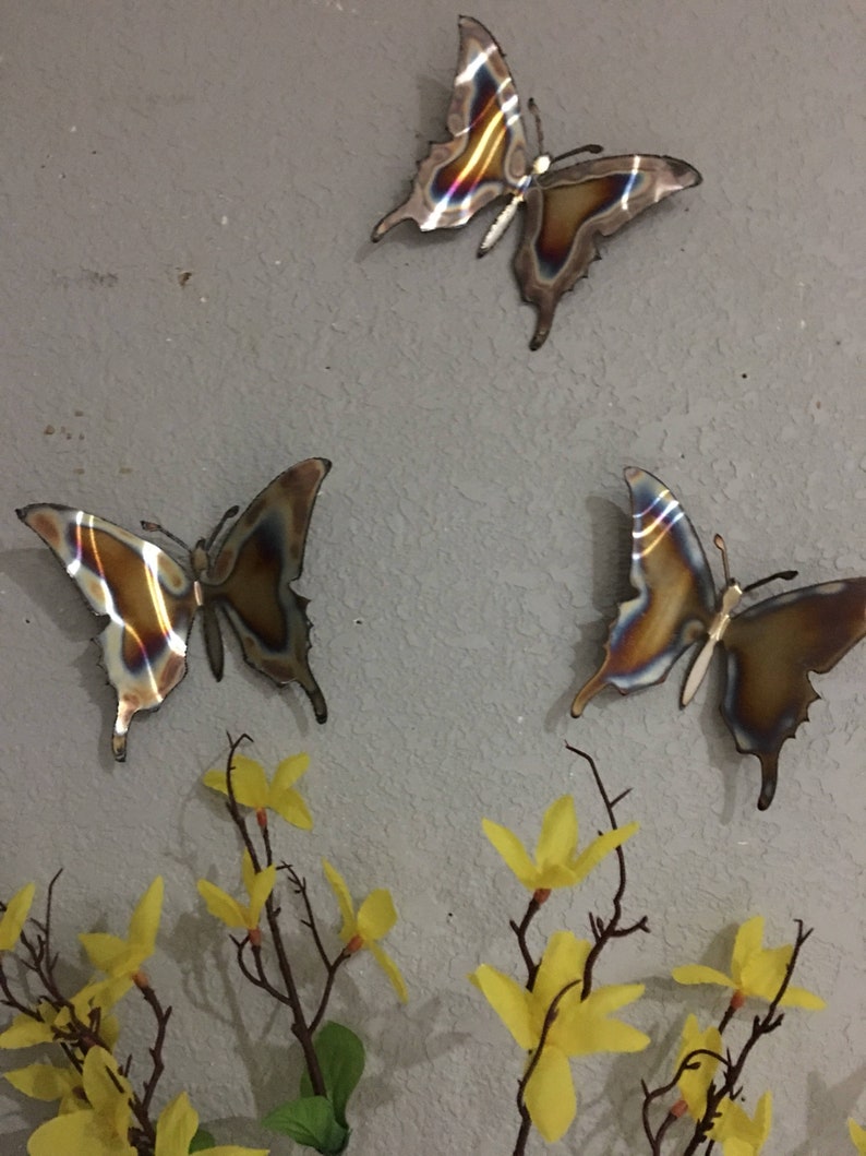 Set of 3 Butterflies - Metal Wall Art - Metal Butterflies - Home Decor ...