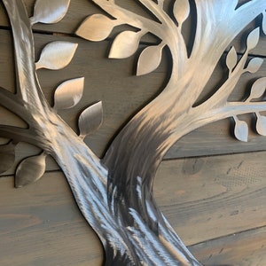 Sanded Silver Tree, Metal Wall Tree, Home Decoration, Metal Wall Art ...