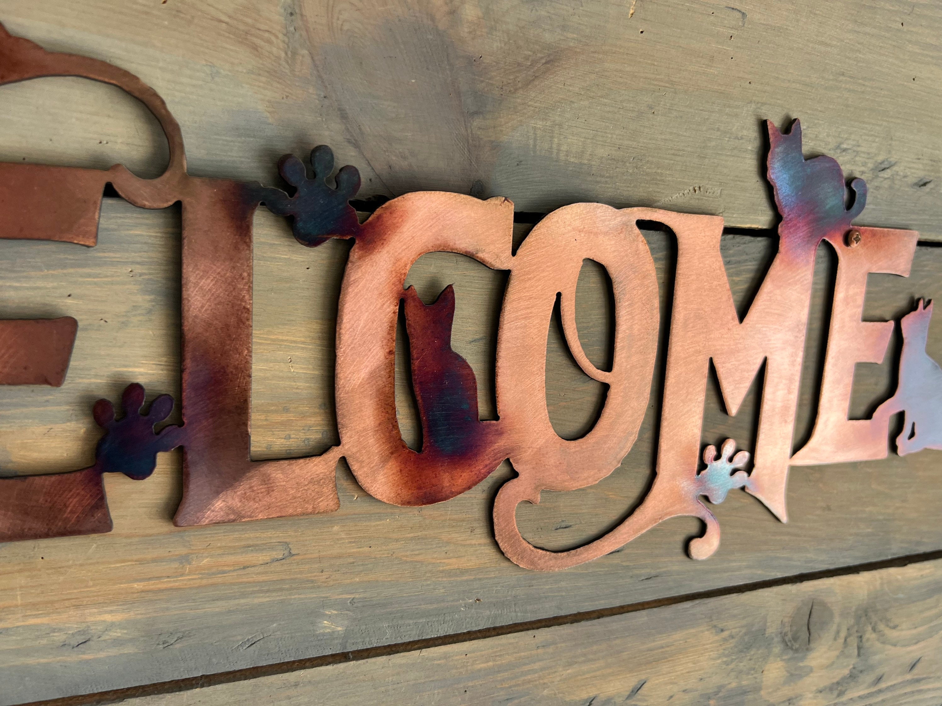 Welcome Cat Sign Metal Wall Art Home Decoration Cat Lover - Etsy