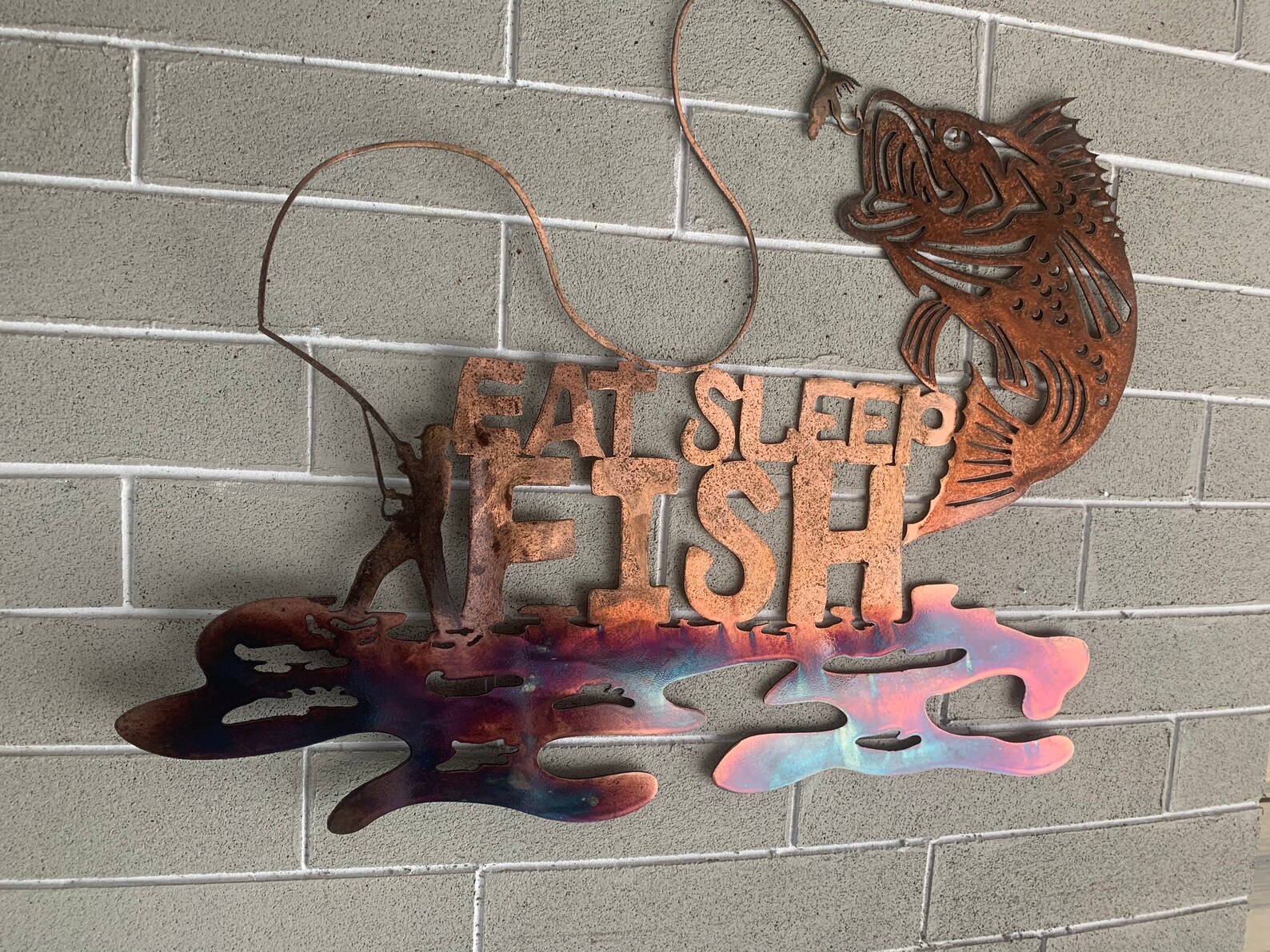 Eat Sleep Fish Fishing Sign Fishing Art Metal Art Wall - Etsy