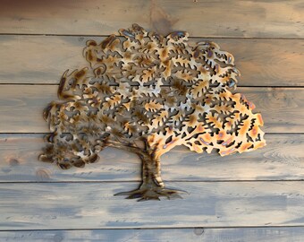 Metal Oak Tree Wall Art | Etsy