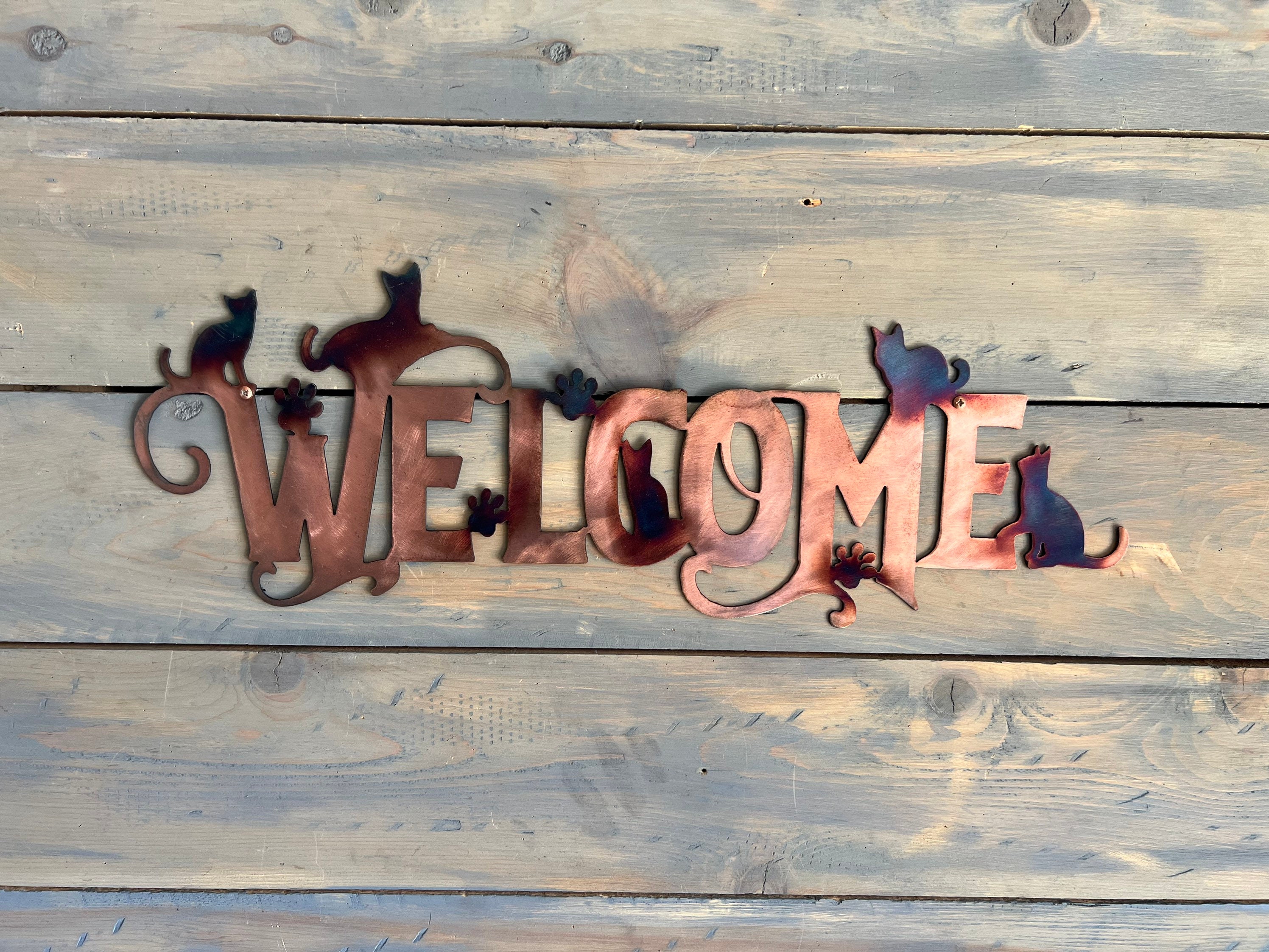 Welcome Cat Sign Metal Wall Art Home Decoration Cat Lover - Etsy