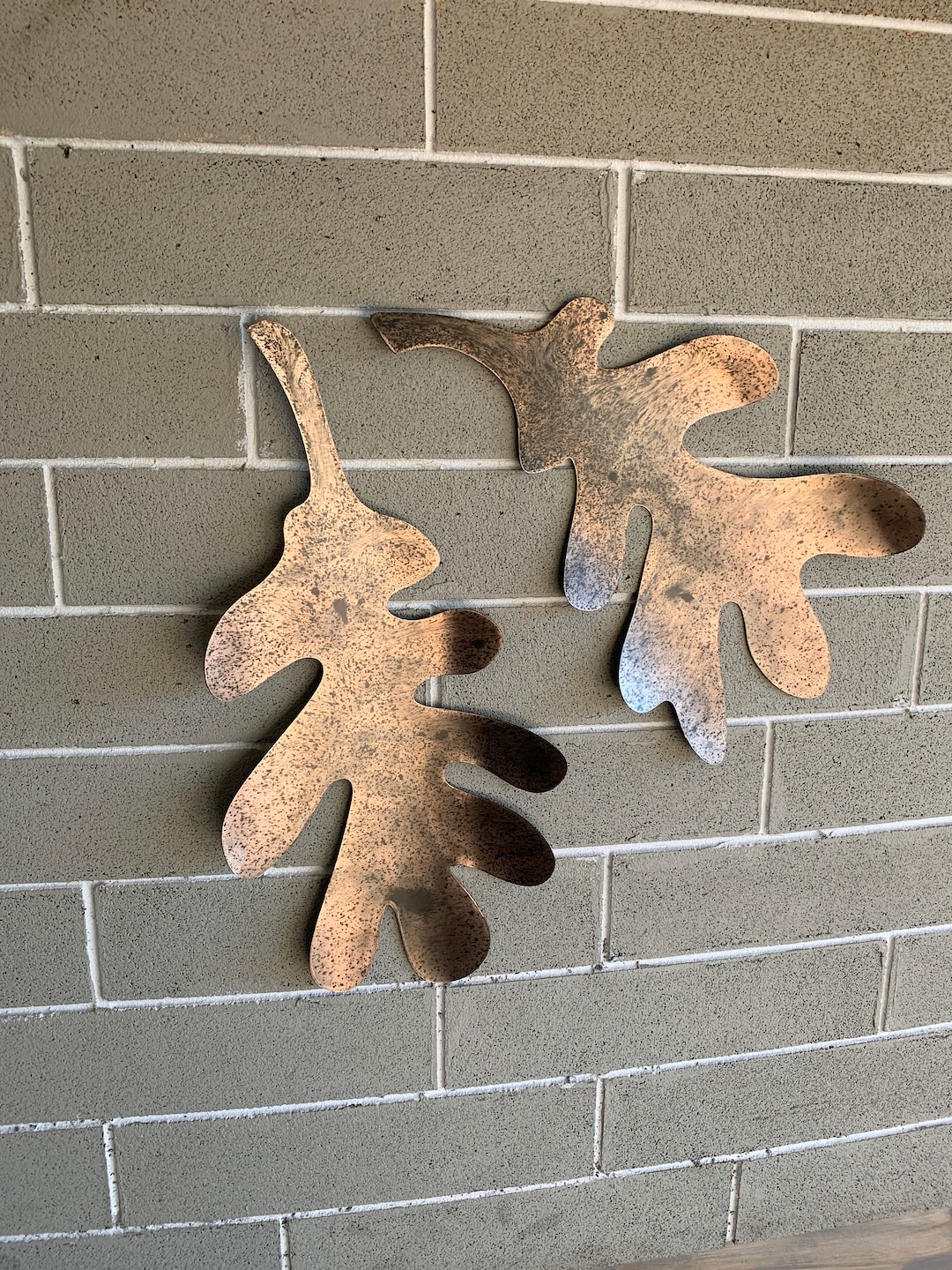 Metal Oak Leaves. 2 Piece Set Metal Wall Art. Home Decor Wall Hanging ...