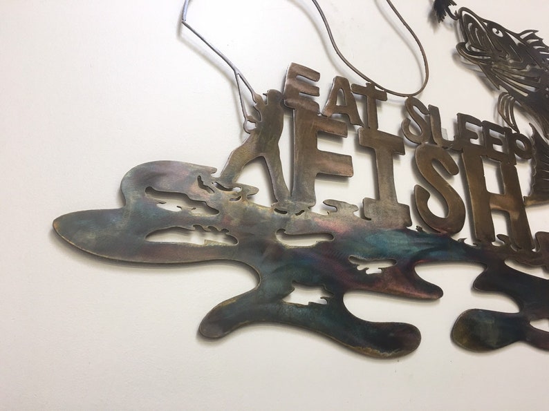 Eat Sleep Fish Fishing sign Fishing Art metal Art | Etsy