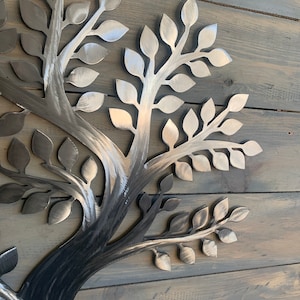 Sanded Silver Tree, Metal Wall Tree, Home Decoration, Metal Wall Art ...