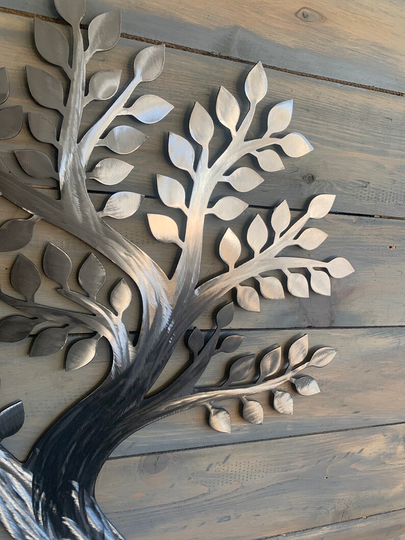 Sanded Silver Tree Metal Wall Tree Home Decoration Metal | Etsy