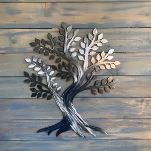 Sanded Silver Tree, Metal Wall Tree, Home Decoration, Metal Wall Art ...