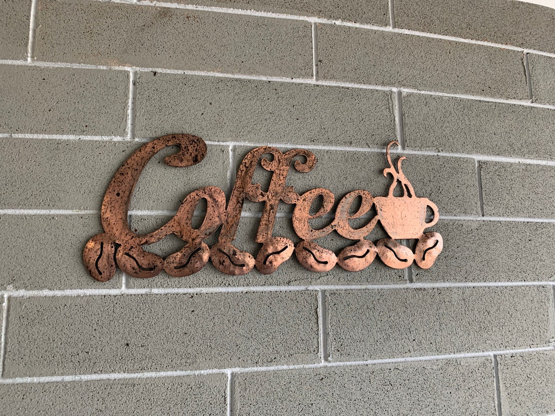 Metal Coffee Sign. Kitchen Art Metal Art. Hanging Metal Art, Kitchen ...