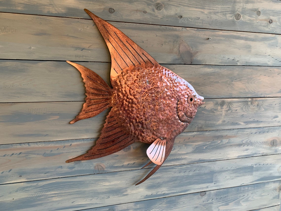 Metal Wall Angel Fish Home Decor Metal Wall Art - Etsy