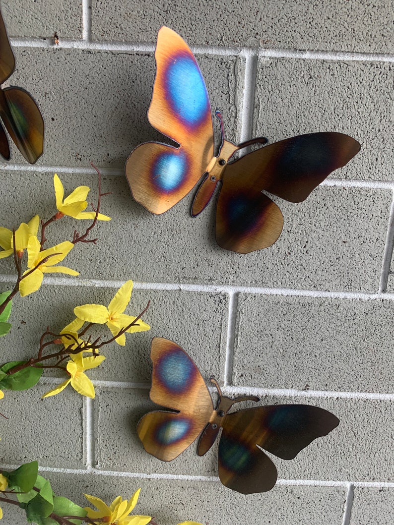 3-stainless Steel Butterflies - Set of 3. Heat Torched - Metal ...