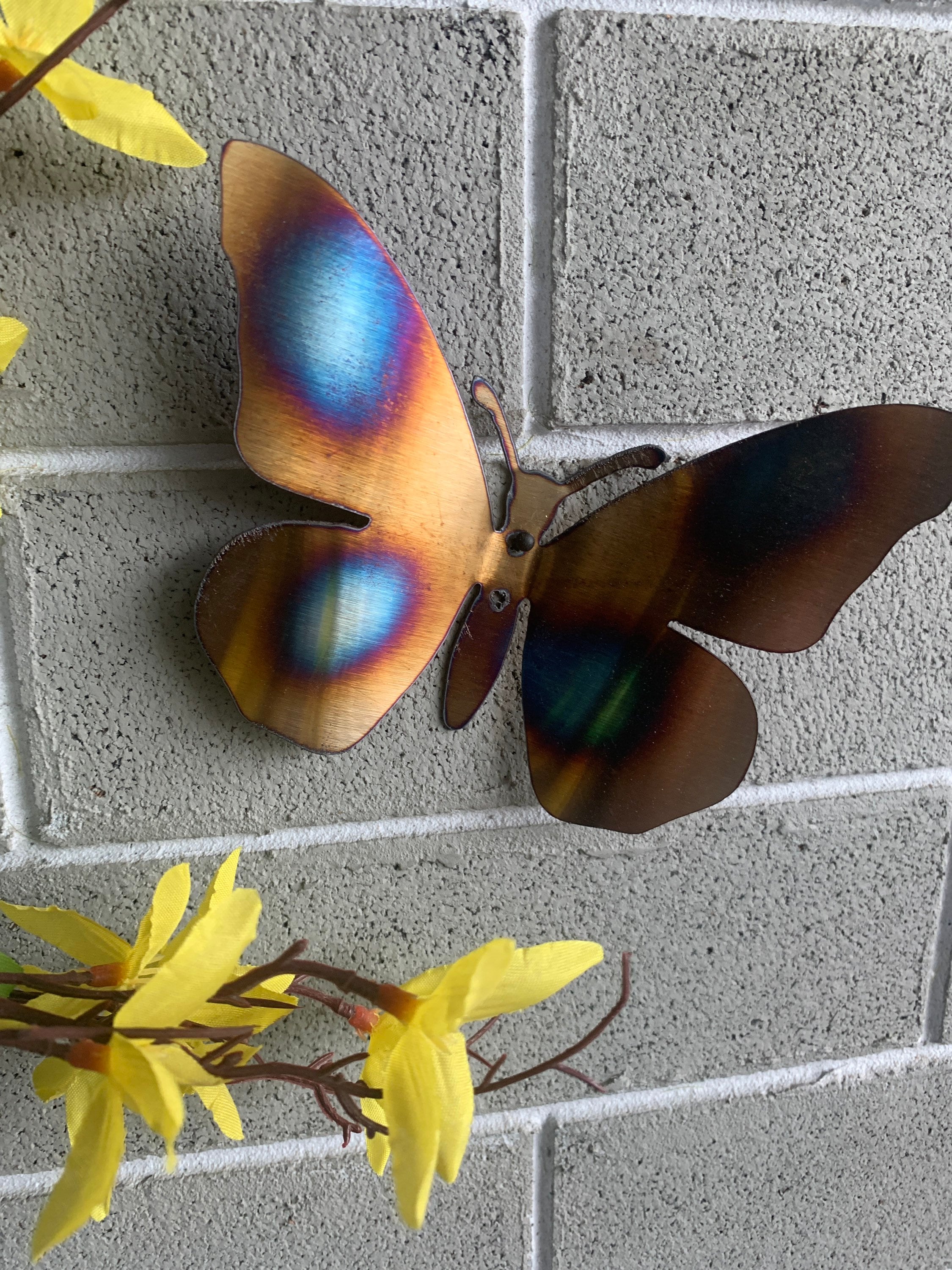 3-stainless Steel Butterflies - Set of 3. Heat Torched - Metal ...