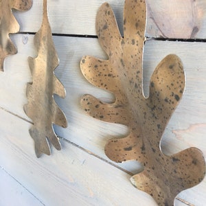 Metal Oak Leaf , Set of 3 , Realistic Oak Leaf, Wall Accents, Metal ...