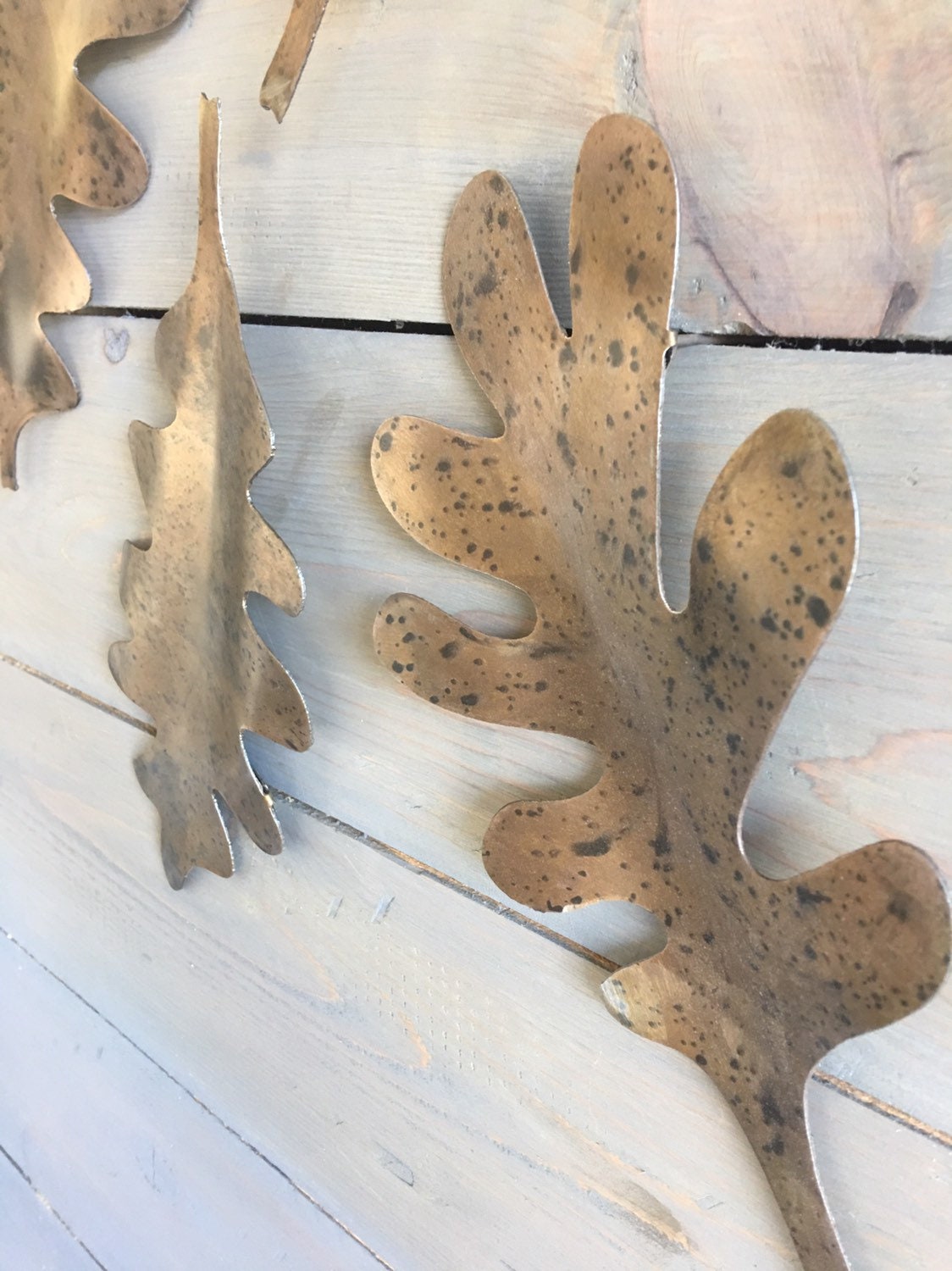 Metal Oak Leaf Set of 3 Realistic Oak Leaf Wall Accents | Etsy