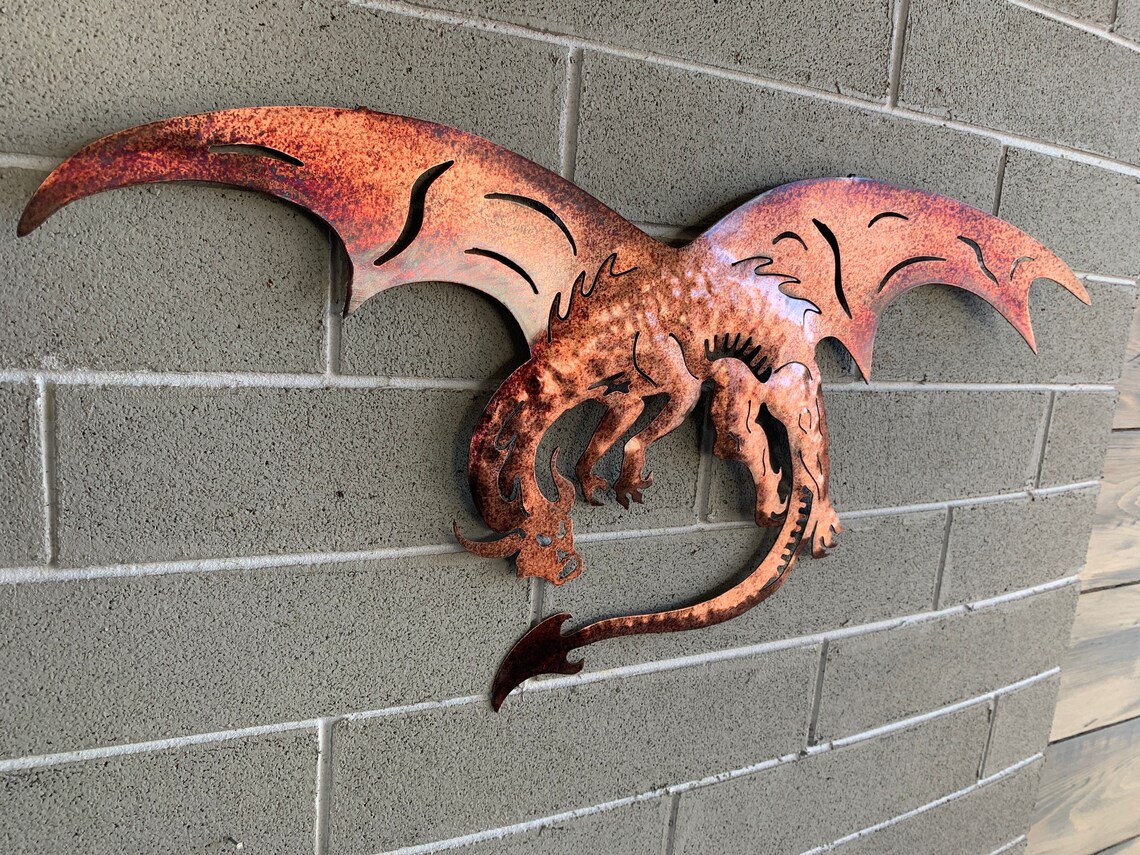 Steel Dragon Colorful Metal Art - - Etsy