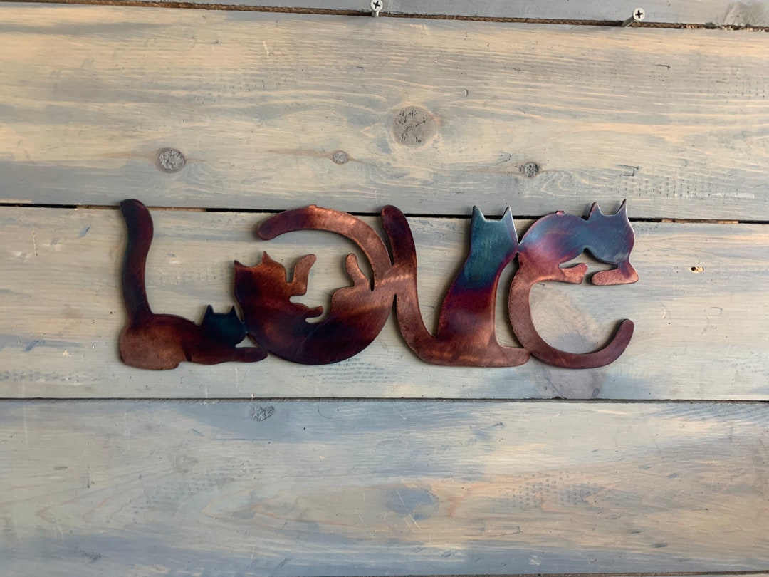 Metal Cat Love Sign, Kitten Sign , Wall Hanging Art , Home Decor - Etsy