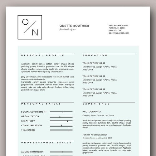 Teacher Resume / CV Design Template Elementary School | Etsy