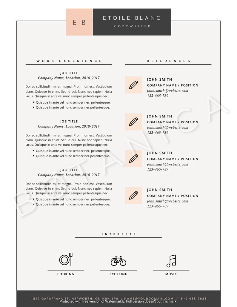 Unique Resume Design and Media Creative CV Template . Stylish | Etsy