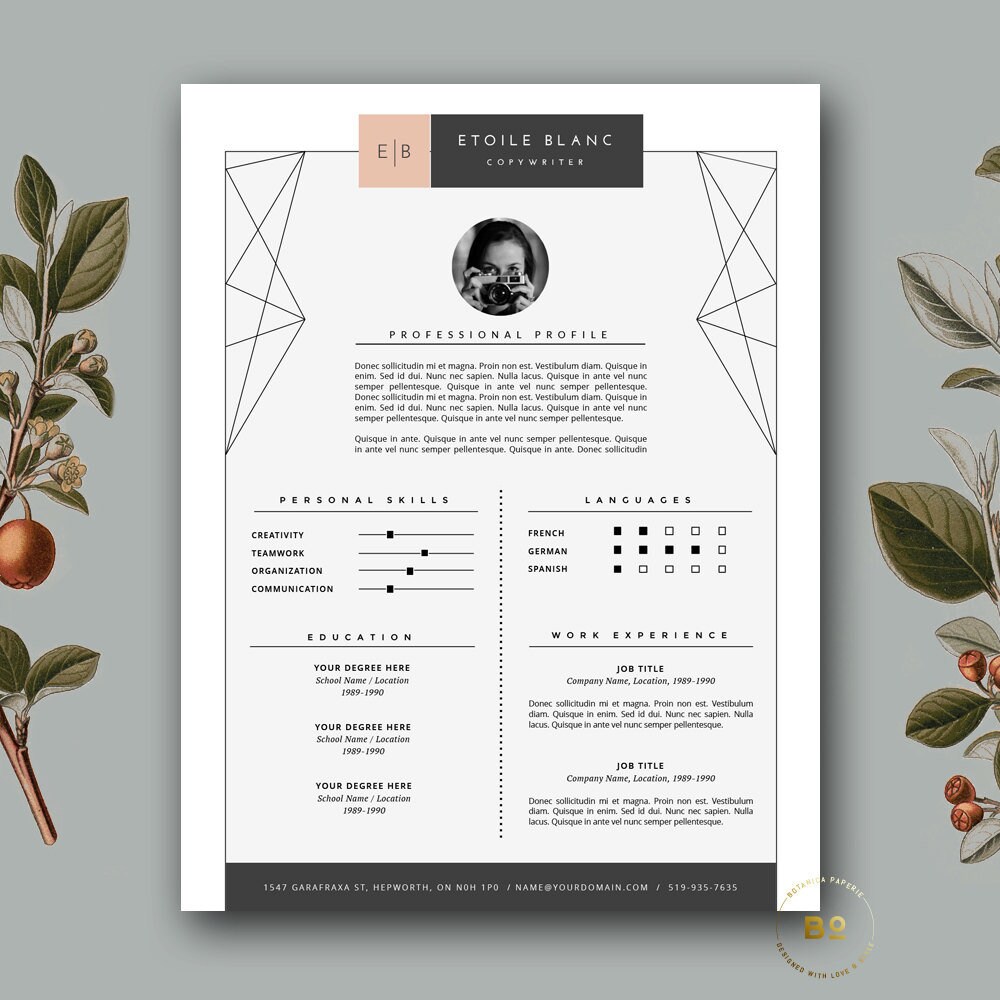 Creative Resume Design Modern Resume Template Cover Letter - Etsy