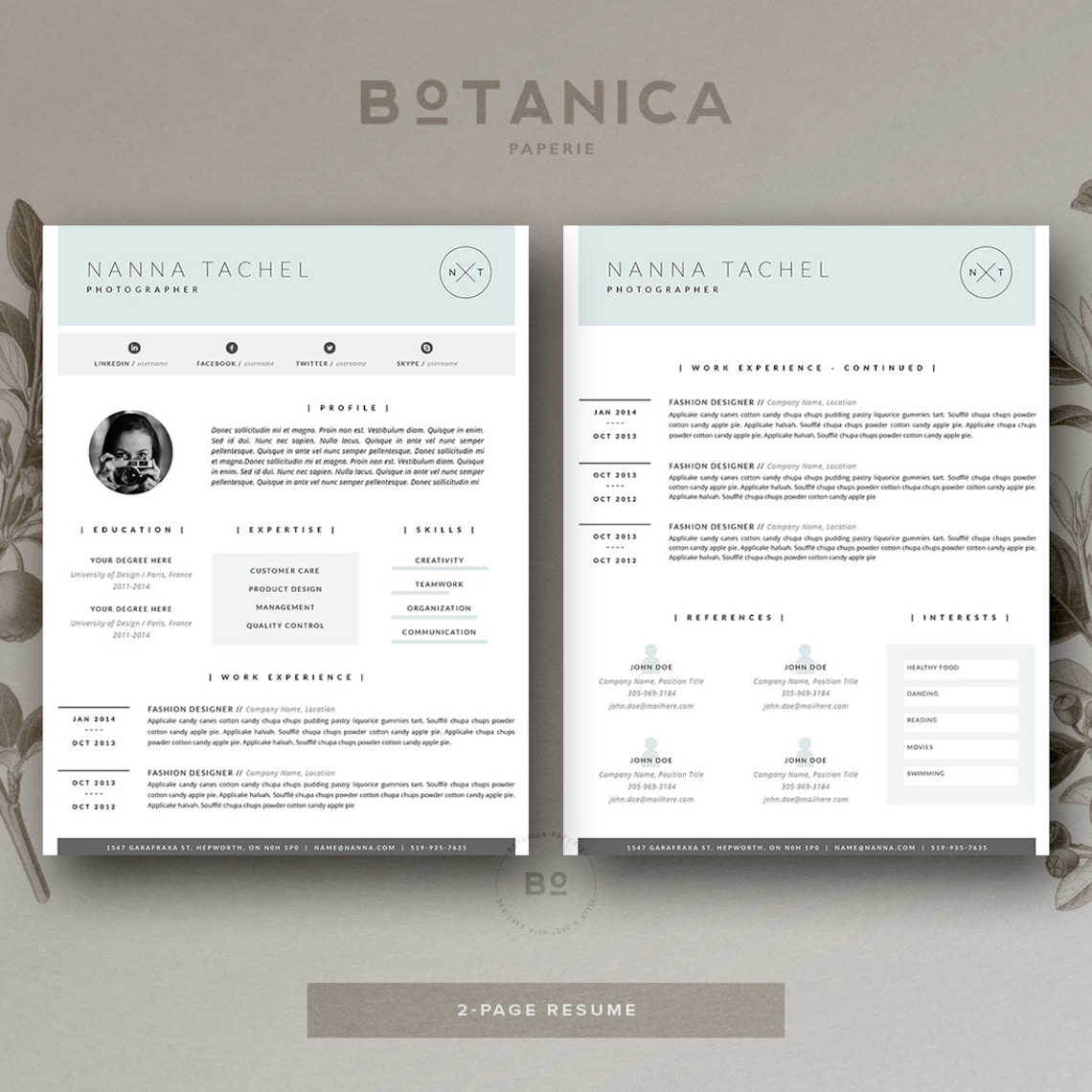 Minimal Resume Writing Clean CV Template . Medical Resume - Etsy