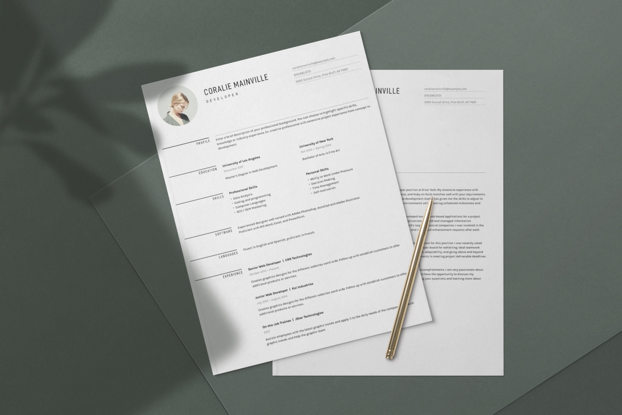 Minimalist Resume Template . Simple Resume Design for Word . - Etsy