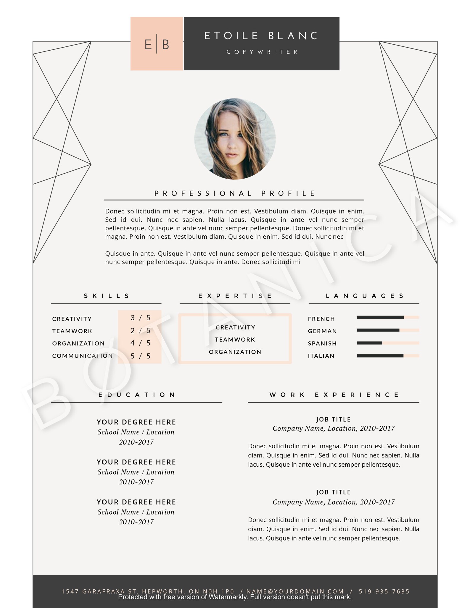 Unique Resume Design and Media Creative CV Template . Stylish | Etsy