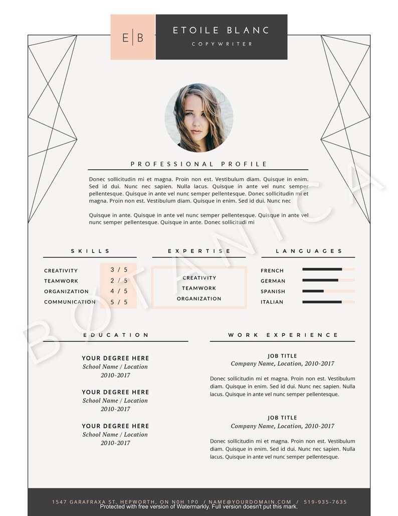 Unique Resume Design and Media Creative CV Template . Stylish | Etsy