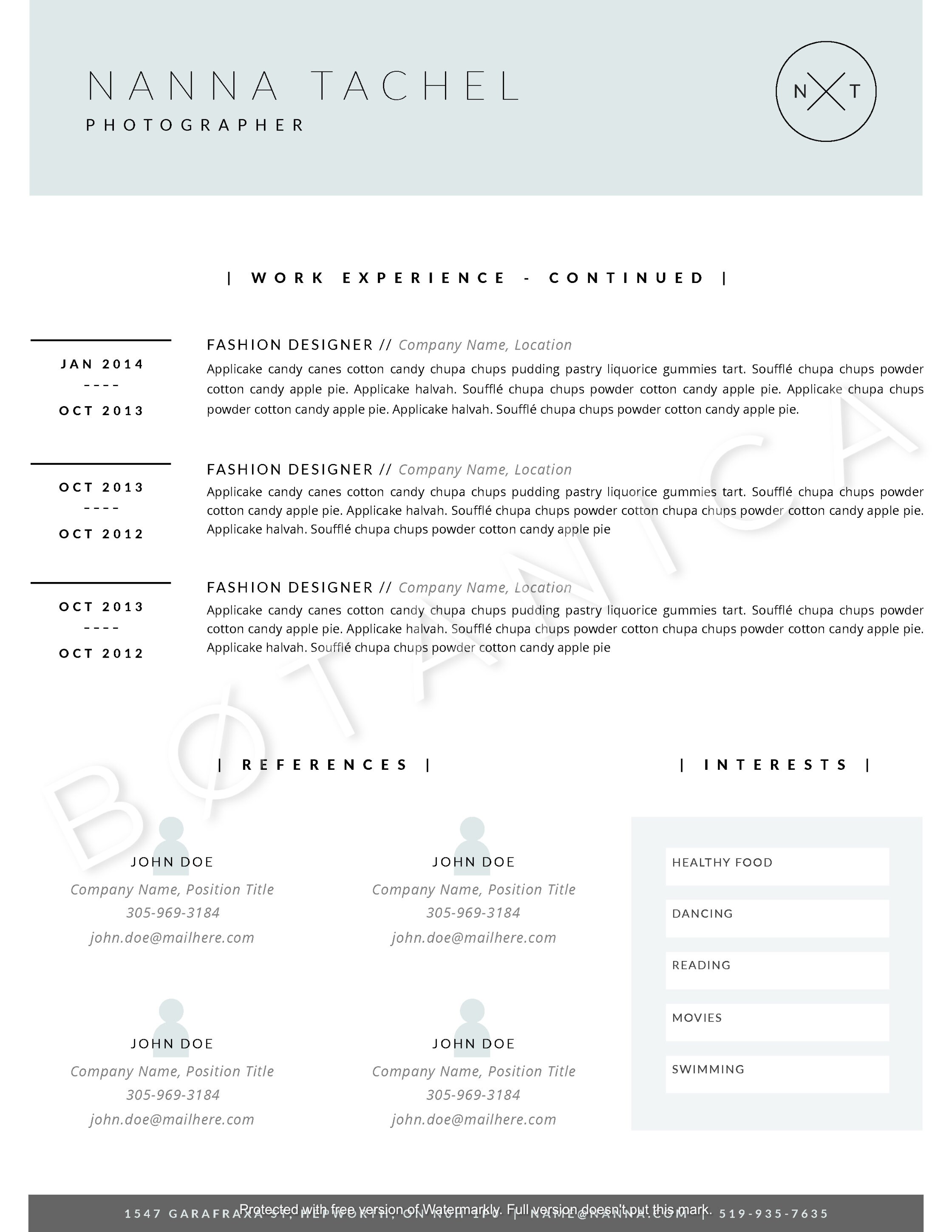 Minimal Resume Writing Clean CV Template . Medical Resume - Etsy