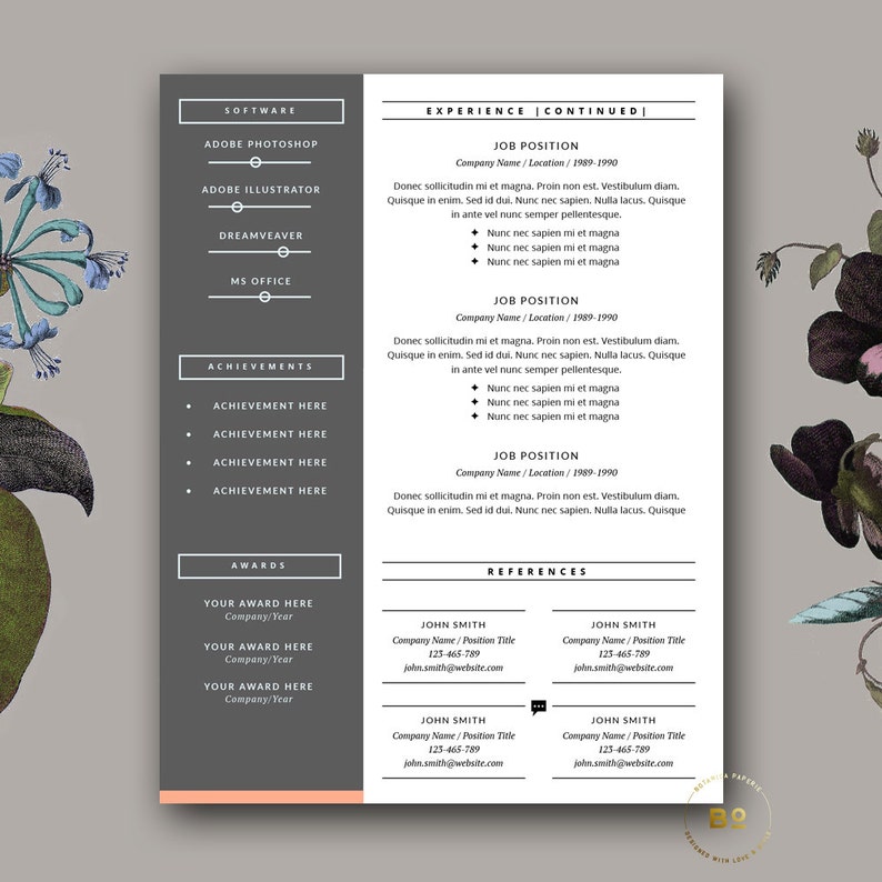 Bold Resume Design Modern . Creative Resume Template for Word | Etsy