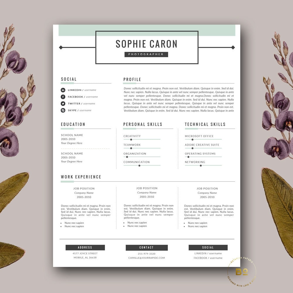 Corporate Resume Template Word Education Resume Customizable . - Etsy
