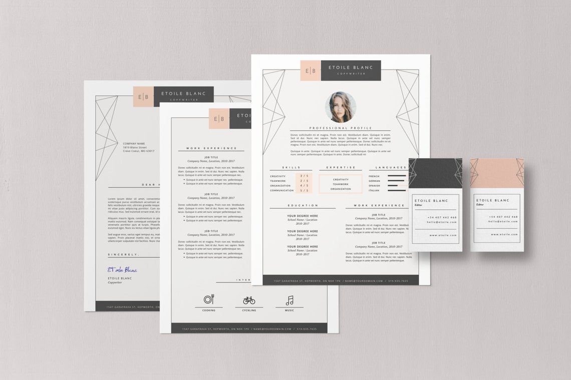 Unique Resume Design and Media Creative CV Template . Stylish | Etsy