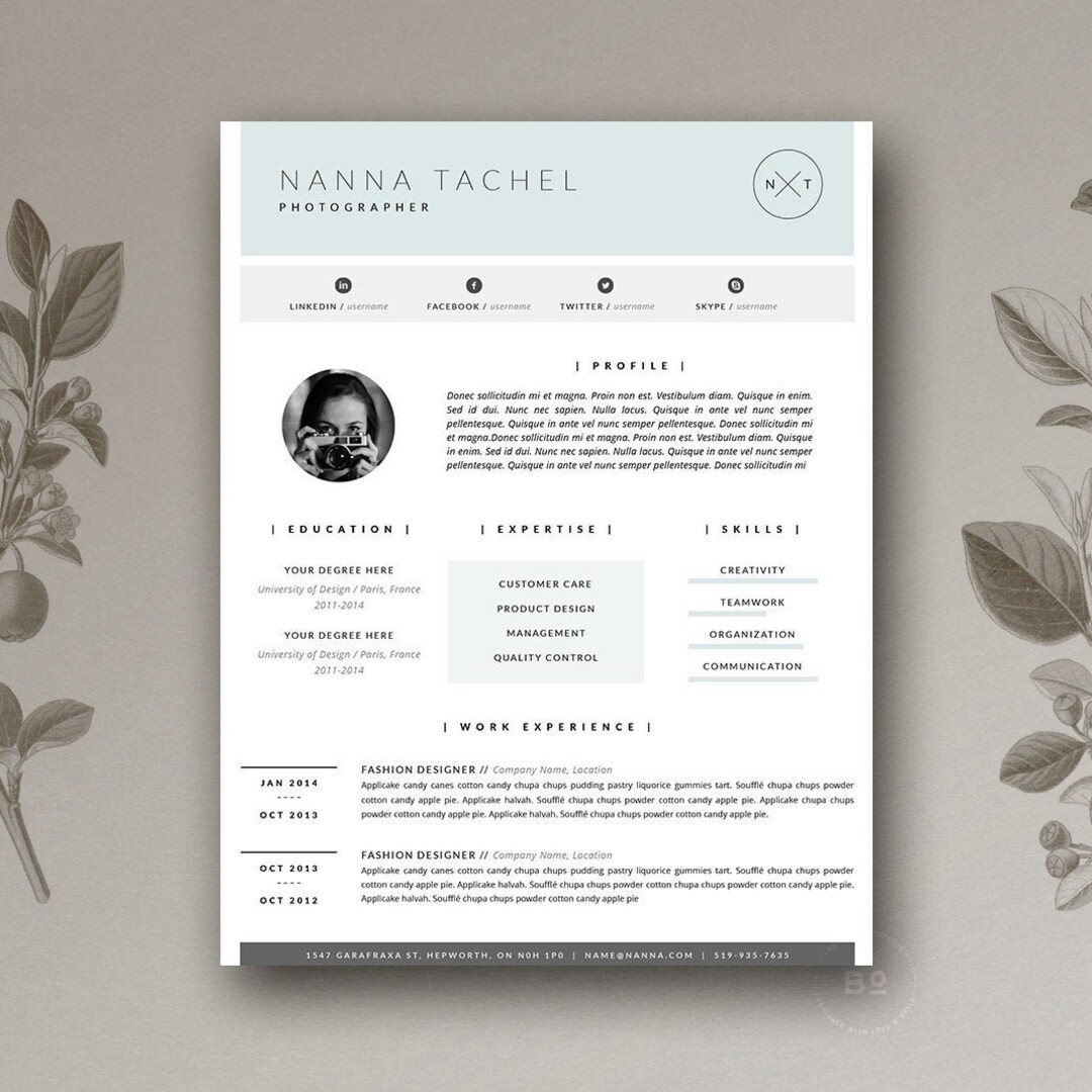 Minimal Resume Writing Clean CV Template . Medical Resume - Etsy