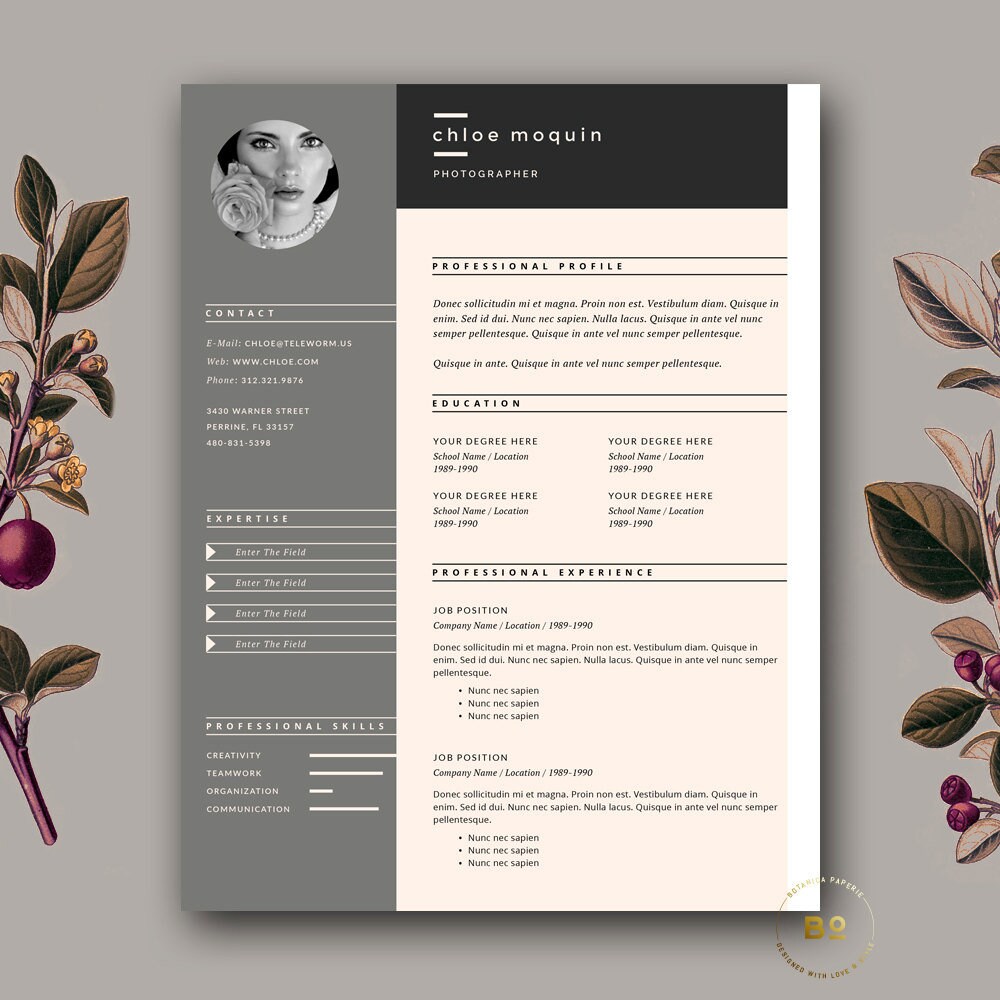 Elegant CV Template . Modern Job Resume Design . Stylish - Etsy