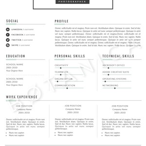 Corporate Resume Template Word Education Resume Customizable . - Etsy