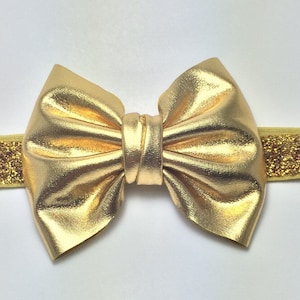Gold Bow Headband. Metallic Gold Bow. Gold Bow Hairclip. Gold Headband ...