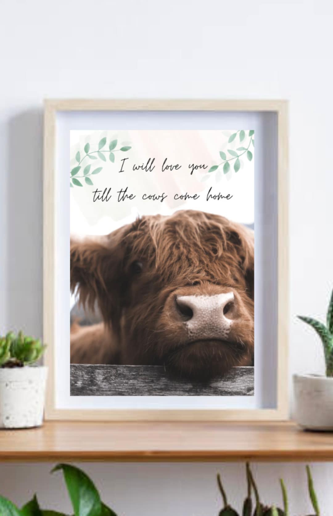 Love You Cow Printable,highland Cow, Cow Decor, Cow Art, Diy Decor ...
