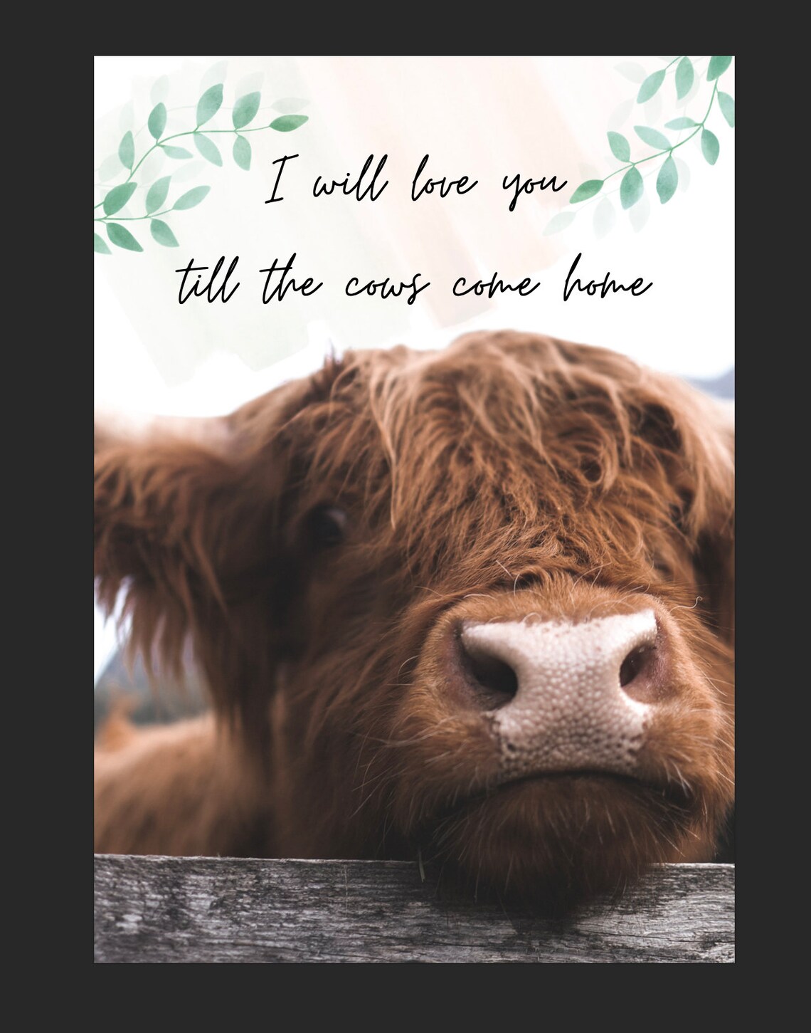 Love You Cow Printable,highland Cow, Cow Decor, Cow Art, Diy Decor ...