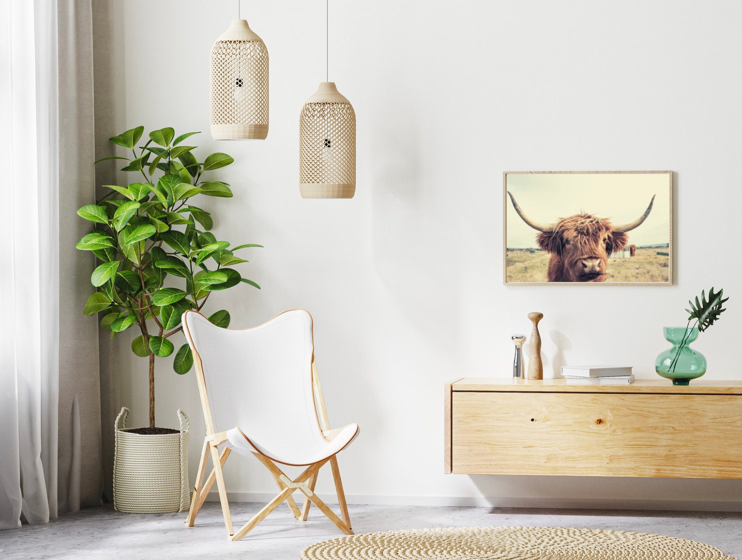 Highland Cow Horizontal Printable, Cow Decor, Cow Art, Diy Decor ...