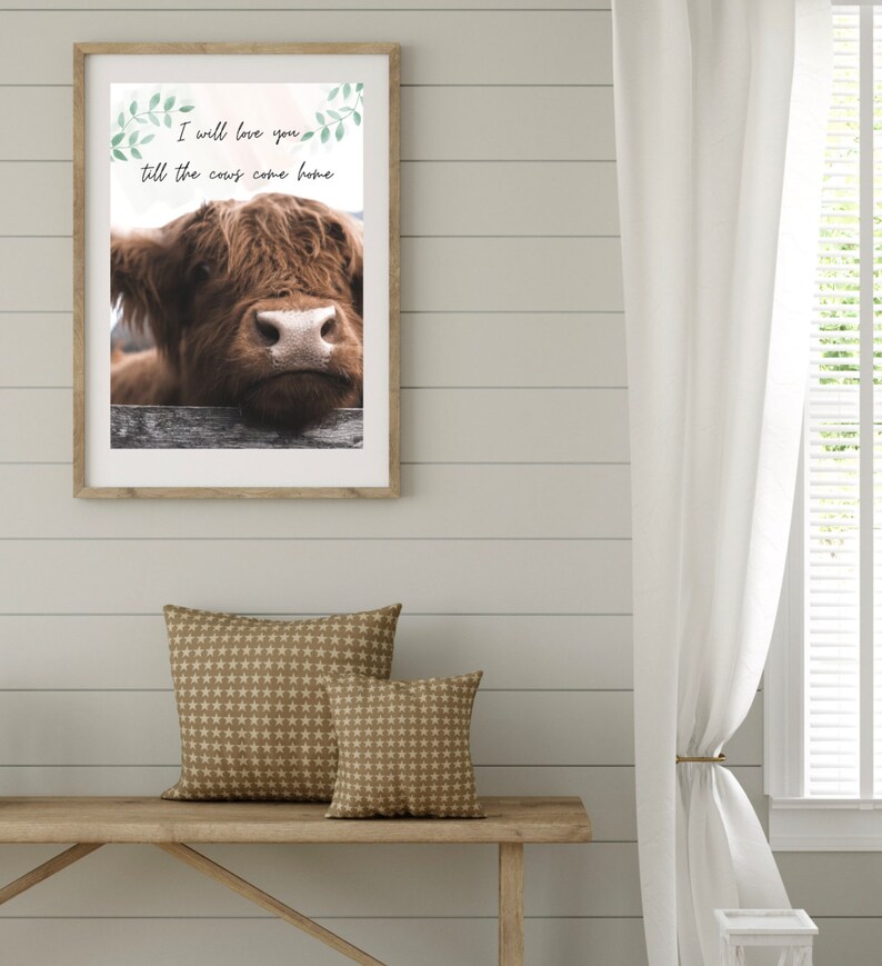 Love You Cow Printable,highland Cow, Cow Decor, Cow Art, Diy Decor ...