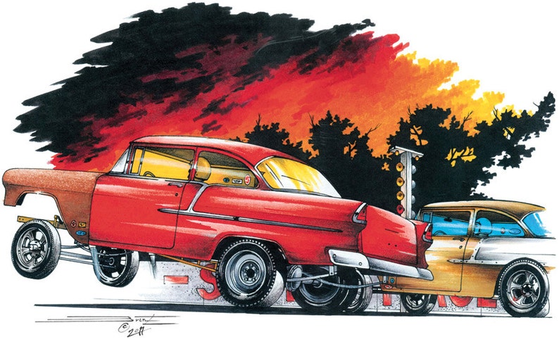 Chevy '55 Gasser Bel Air T-shirt 100% Cotton S-XXXL - Etsy