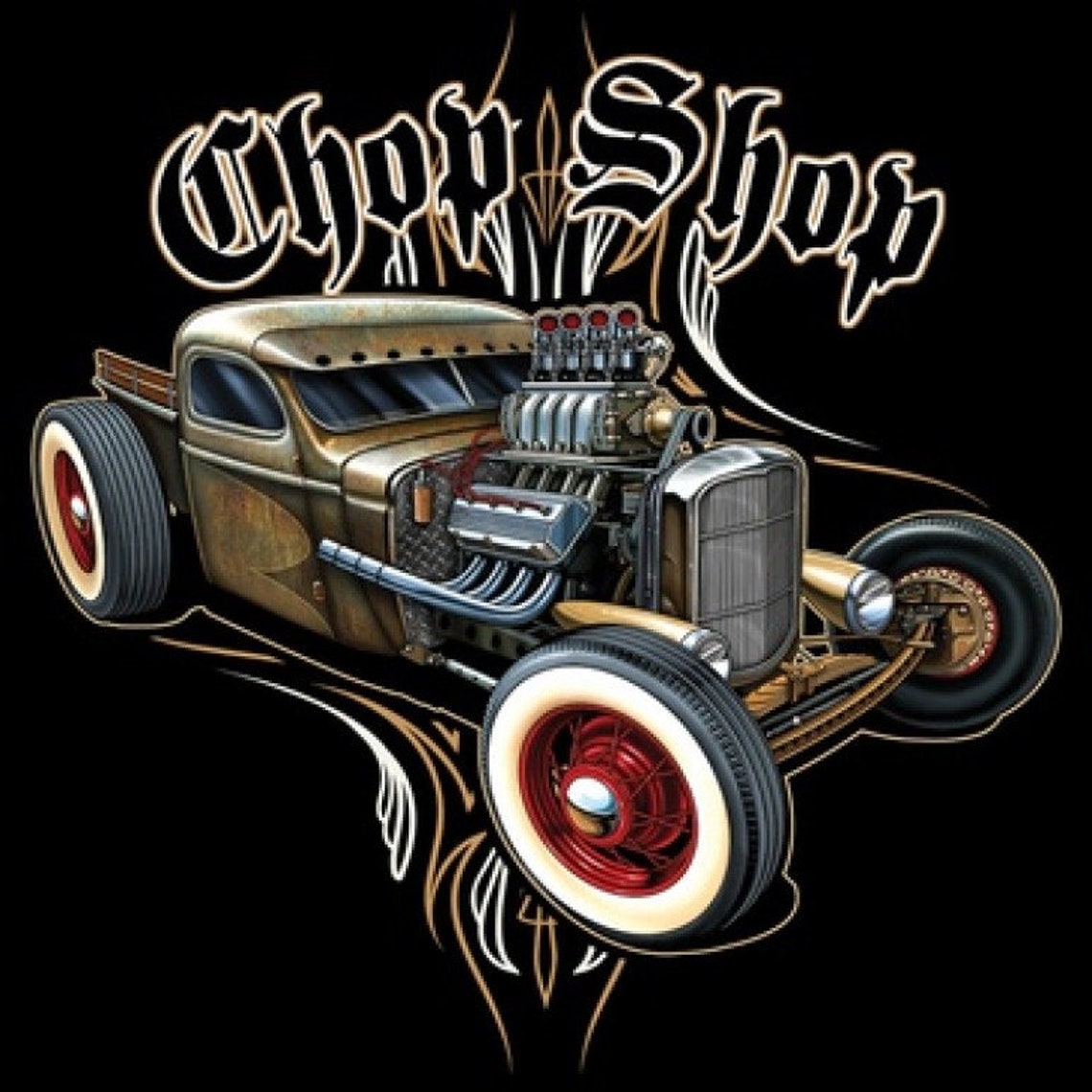 Rat Rod Chop Shop Work Shirt Auto Shop Garage Hot Rod Rat Rod Short ...