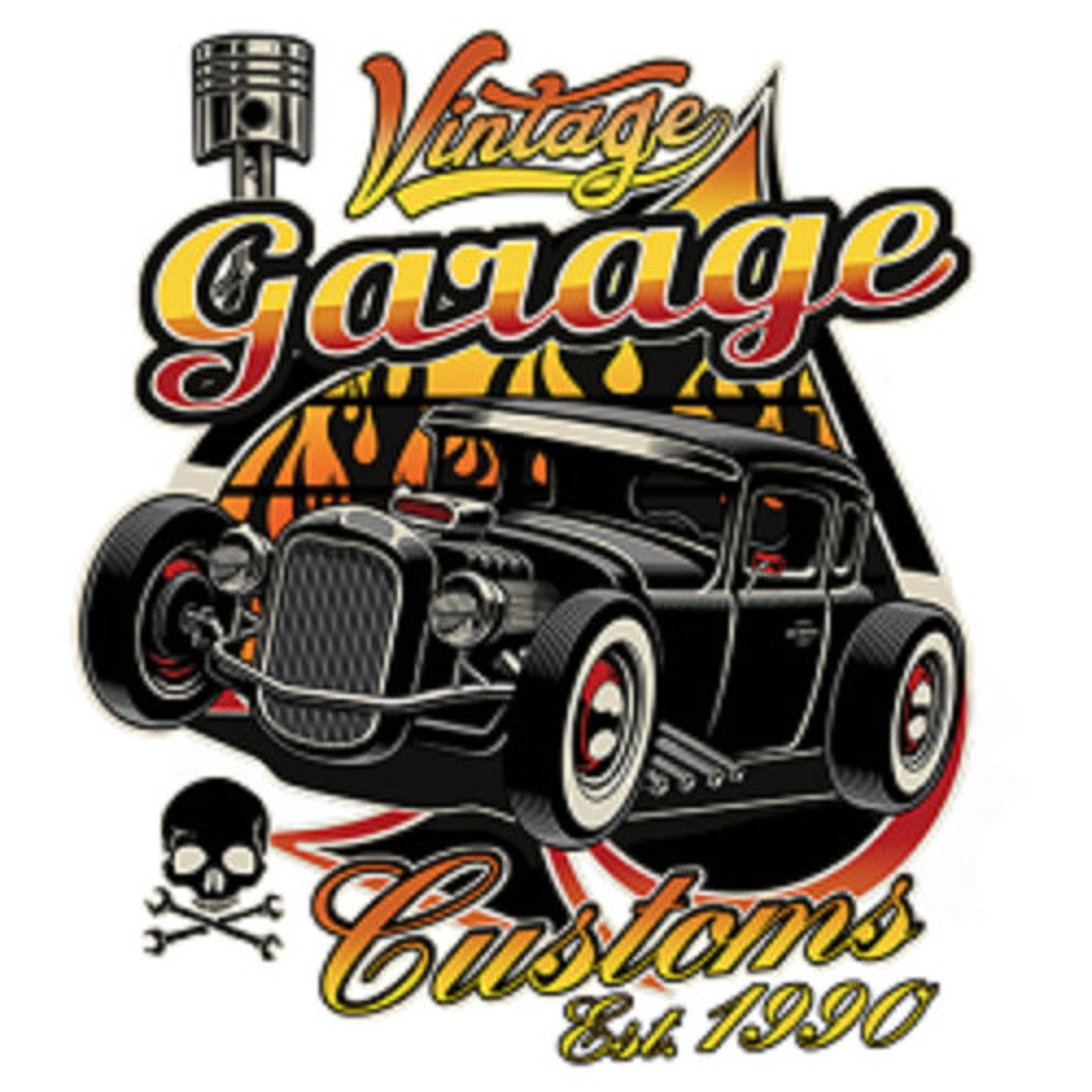 Vintage Garage Customs Work Shirt Auto Shop Garage Hot Rod Rat Rod ...