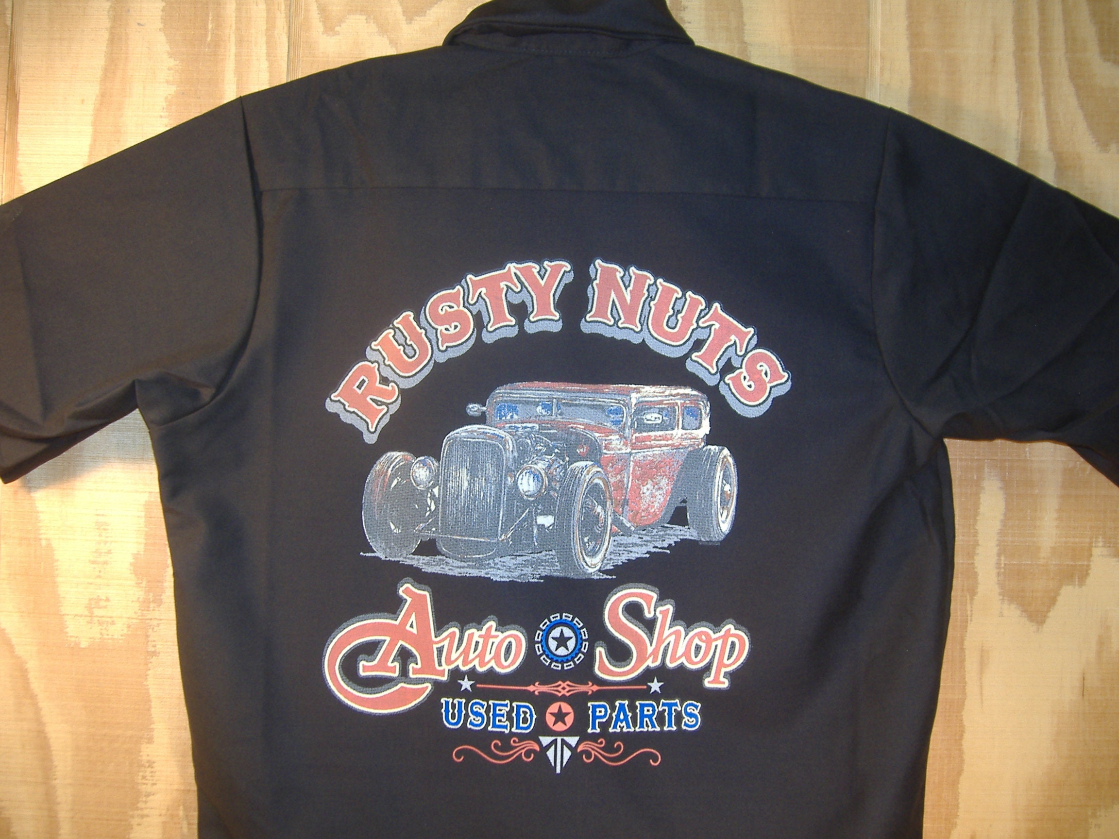 Rusty Nuts Work Shirt Auto Shop Garage Hot Rod Rat Rod Short Sleeve ...