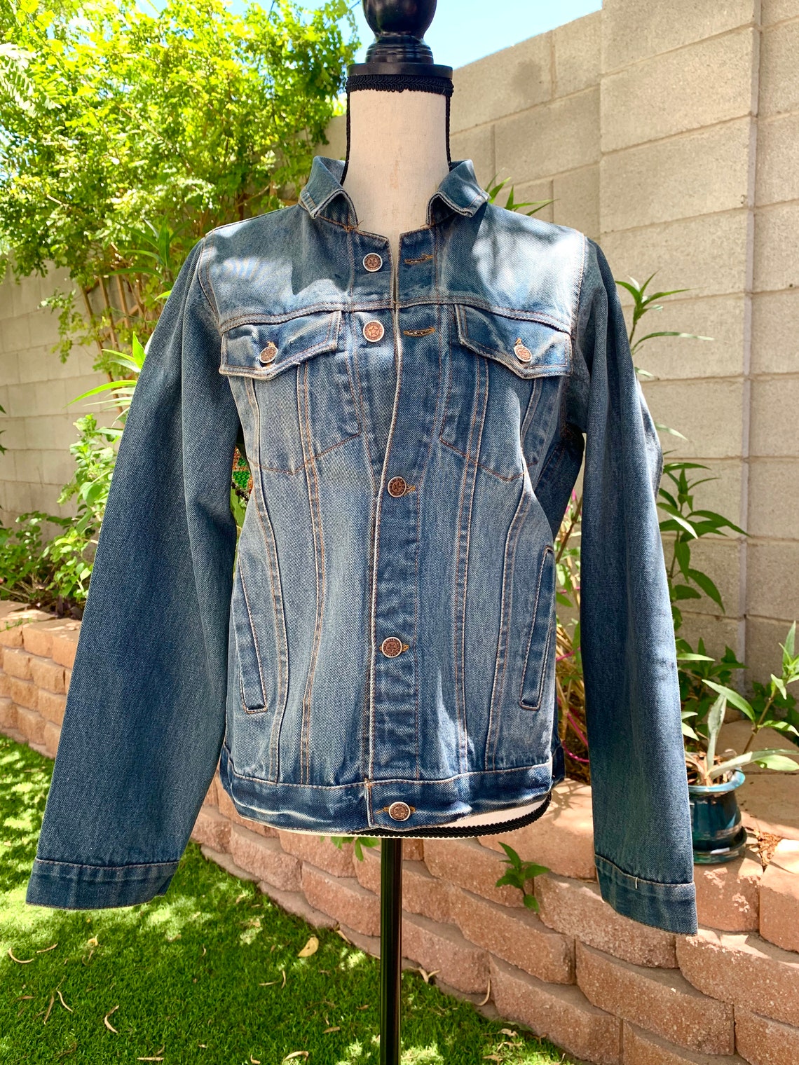 Indian Handmade Denim Beaded Jacket Size M - Etsy