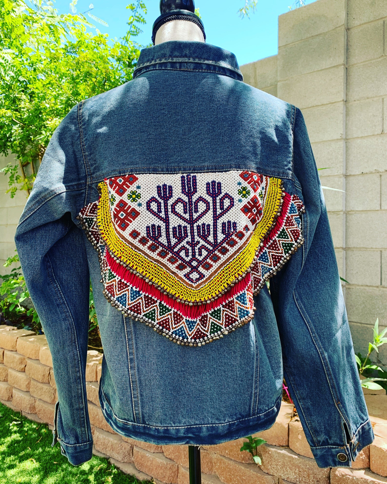 Indian Handmade Denim Beaded Jacket Size M - Etsy
