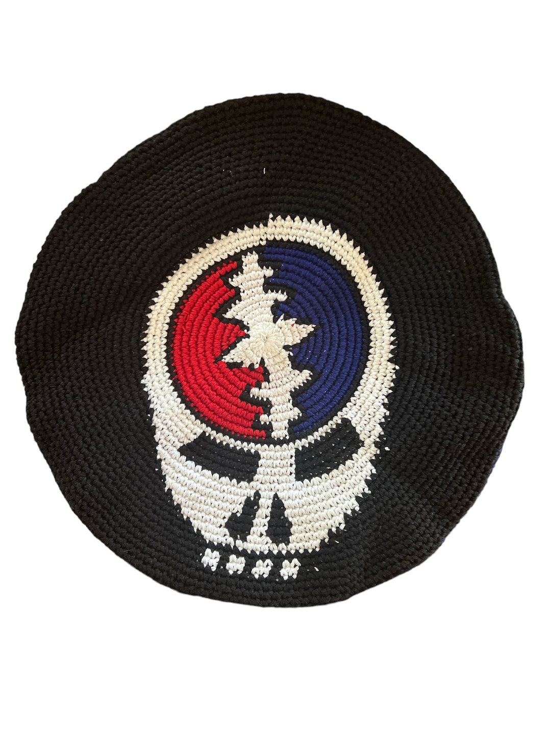 Black Scull Design Crochet Beret - Etsy