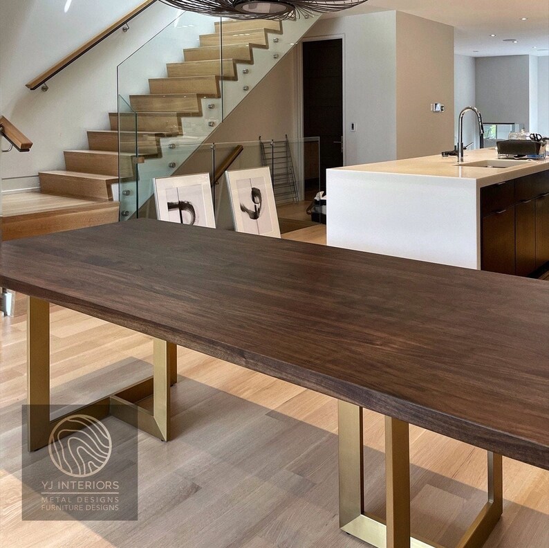 Charcoal Walnut Brass Trio Table - Etsy