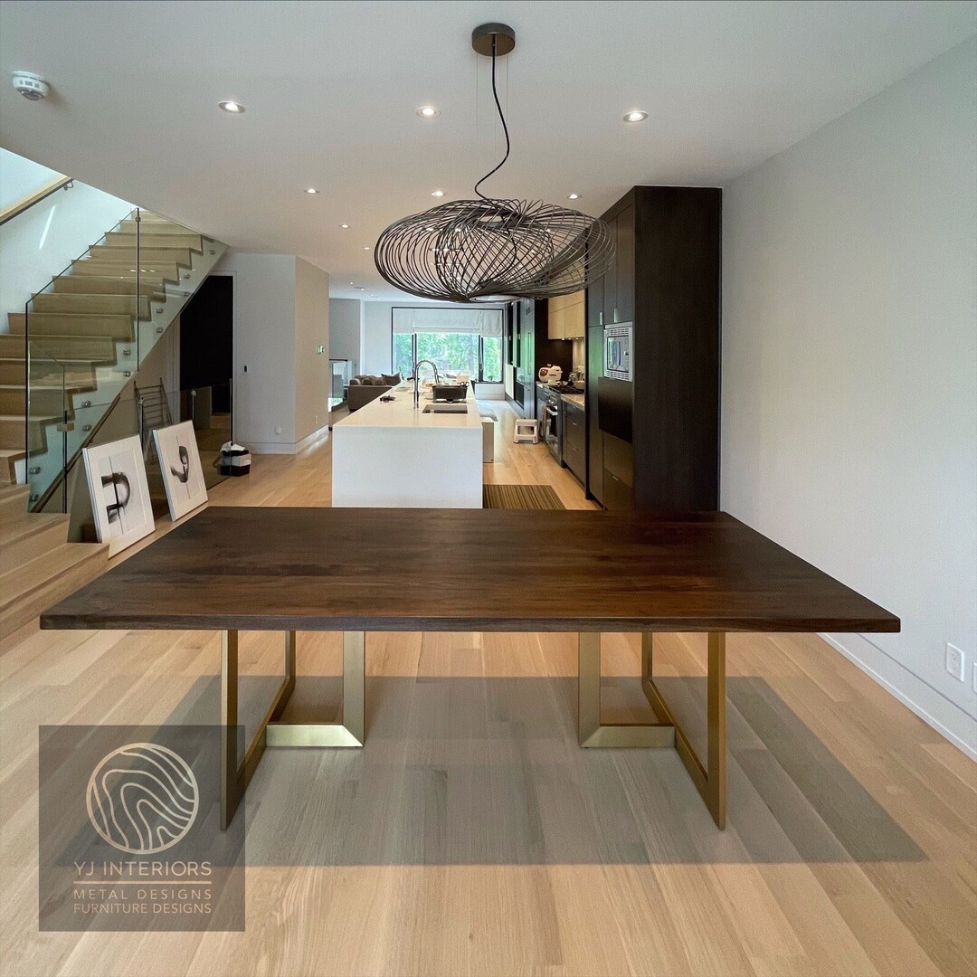 Charcoal Walnut Brass Trio Table - Etsy